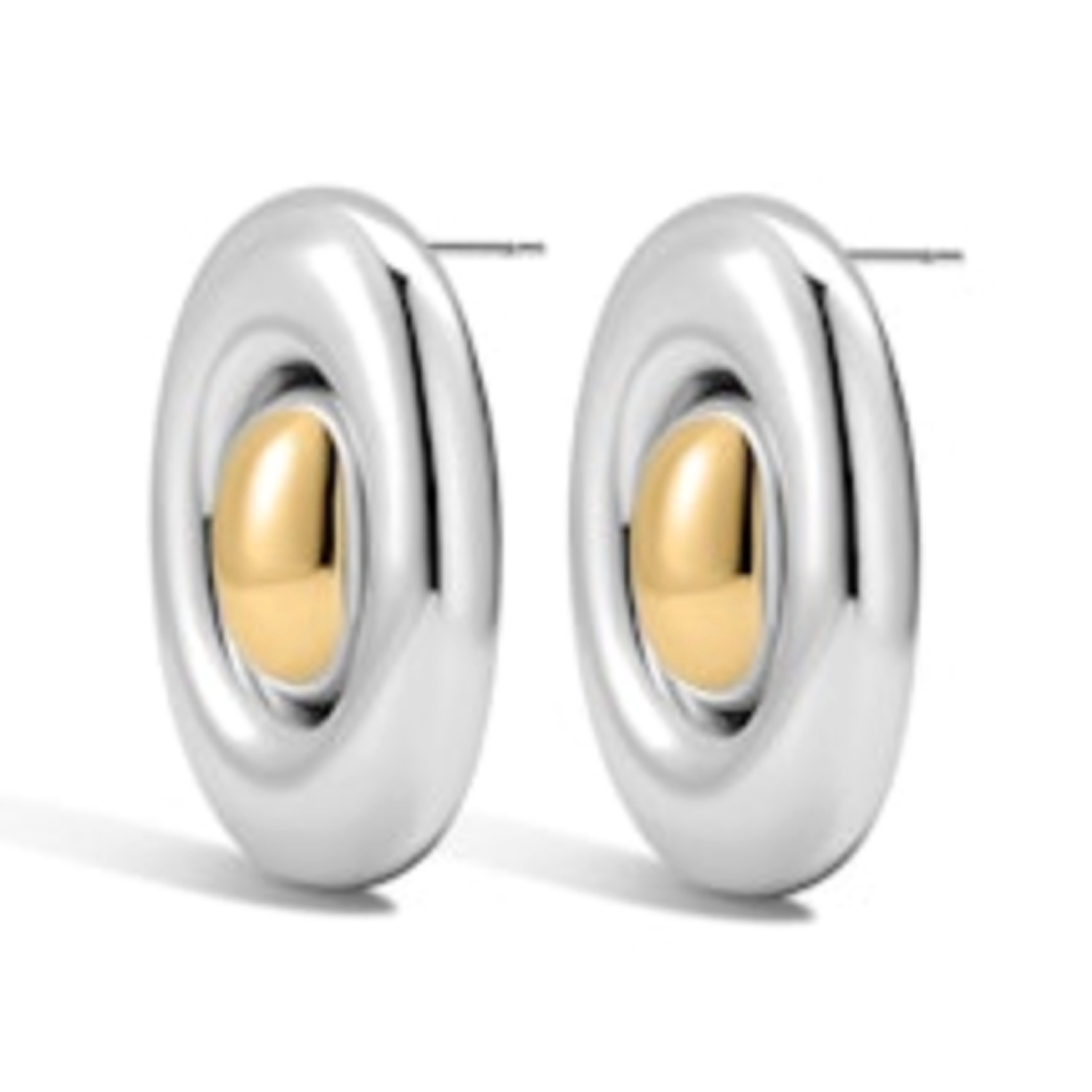 The Two-Toned Chrome Orb Statement Studs - Silver | DLM Supply