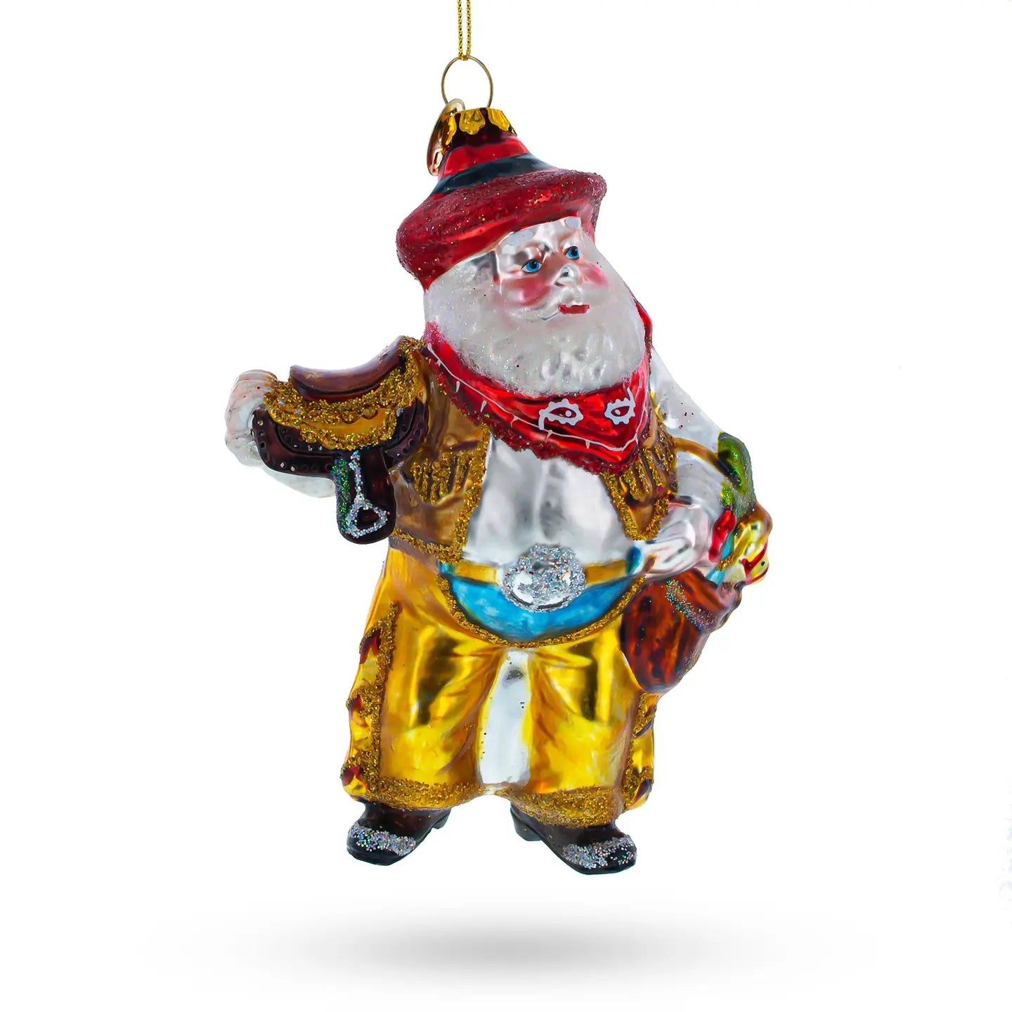 Wild West Santa Glass Christmas Ornament | DLM Supply